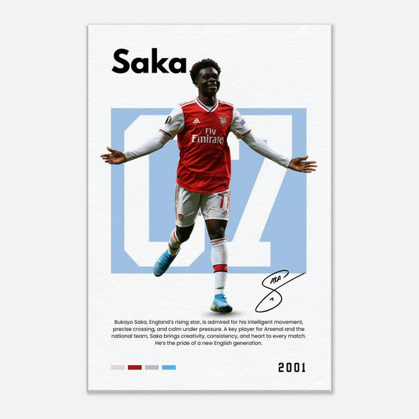Bukayo Saka Wall Art – Arsenal Kit with Signature Print. Canvas Availa ...