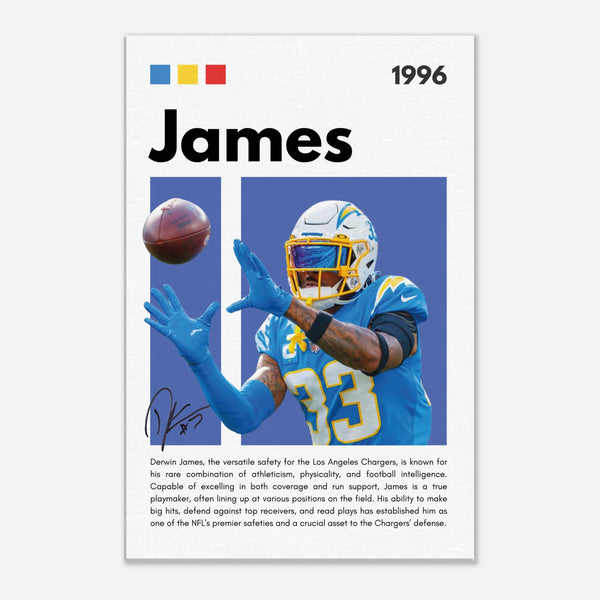 Derwin James Wall Art – Los Angeles Chargers with Signature Print. Can ...