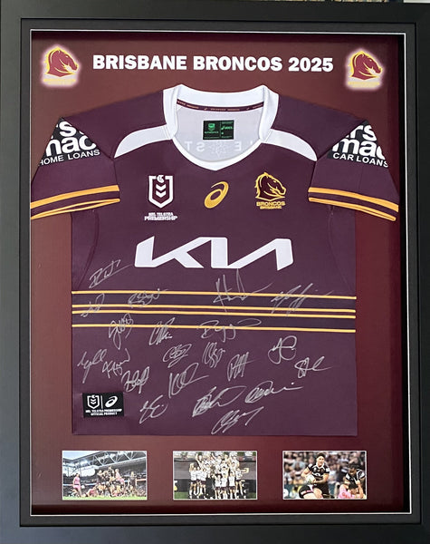 Brisbane Broncos 2025 NRL Premiership Team Signed Home Jersey – Sports ...
