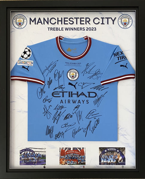 Manchester City 2022-2023 Treble Winners Team Signed Jersey – Sports Online