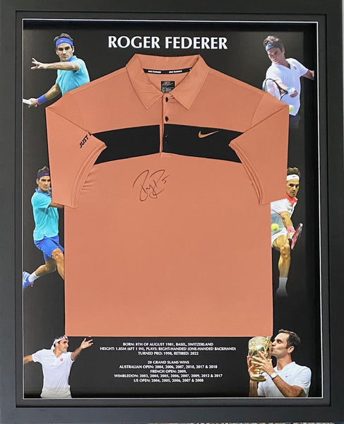 Roger Federer Personally SIgned Nike Shirt, Framed Tribute – Sports Online