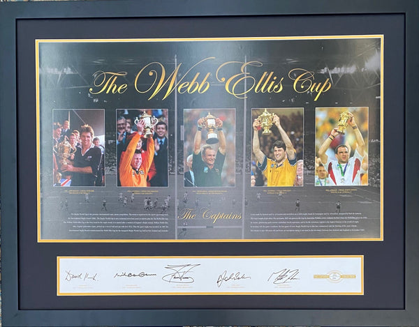 The Webb Ellis Cup Signed by 5 Captains, Kirk, Farr Jones, Pienaar, Ea ...