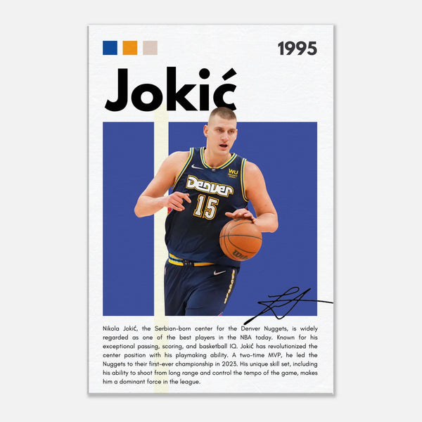 Nikola Jokic Wall Art - Denver Nuggets with Print Signature. Canvas av ...