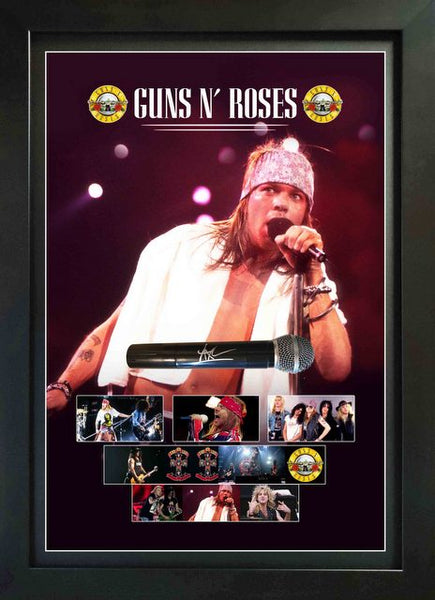 Axl Rose Personally Signed Deluxe Microphone Display, Framed or Unfra ...