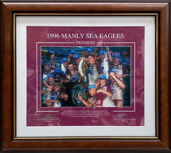 Manly 1996 Premiers Personally Signed by Geoff Toovey and Cliff Lyons ...